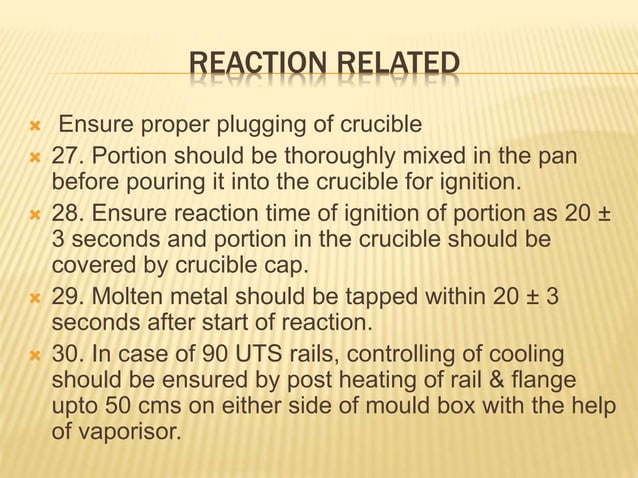 Procedures for aluminothermic welding 1 | PPTX
