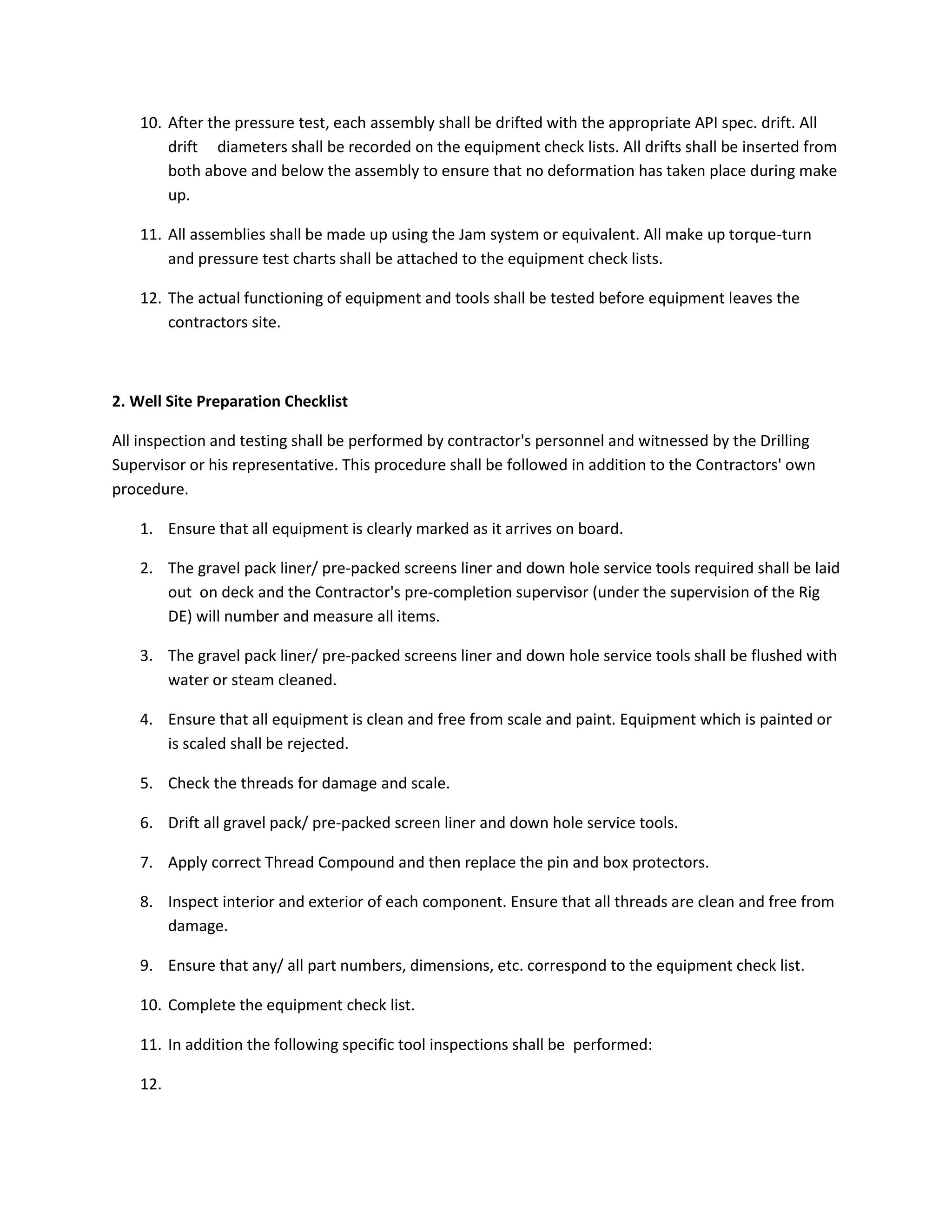 Procedures for completion assembly preparation | PDF