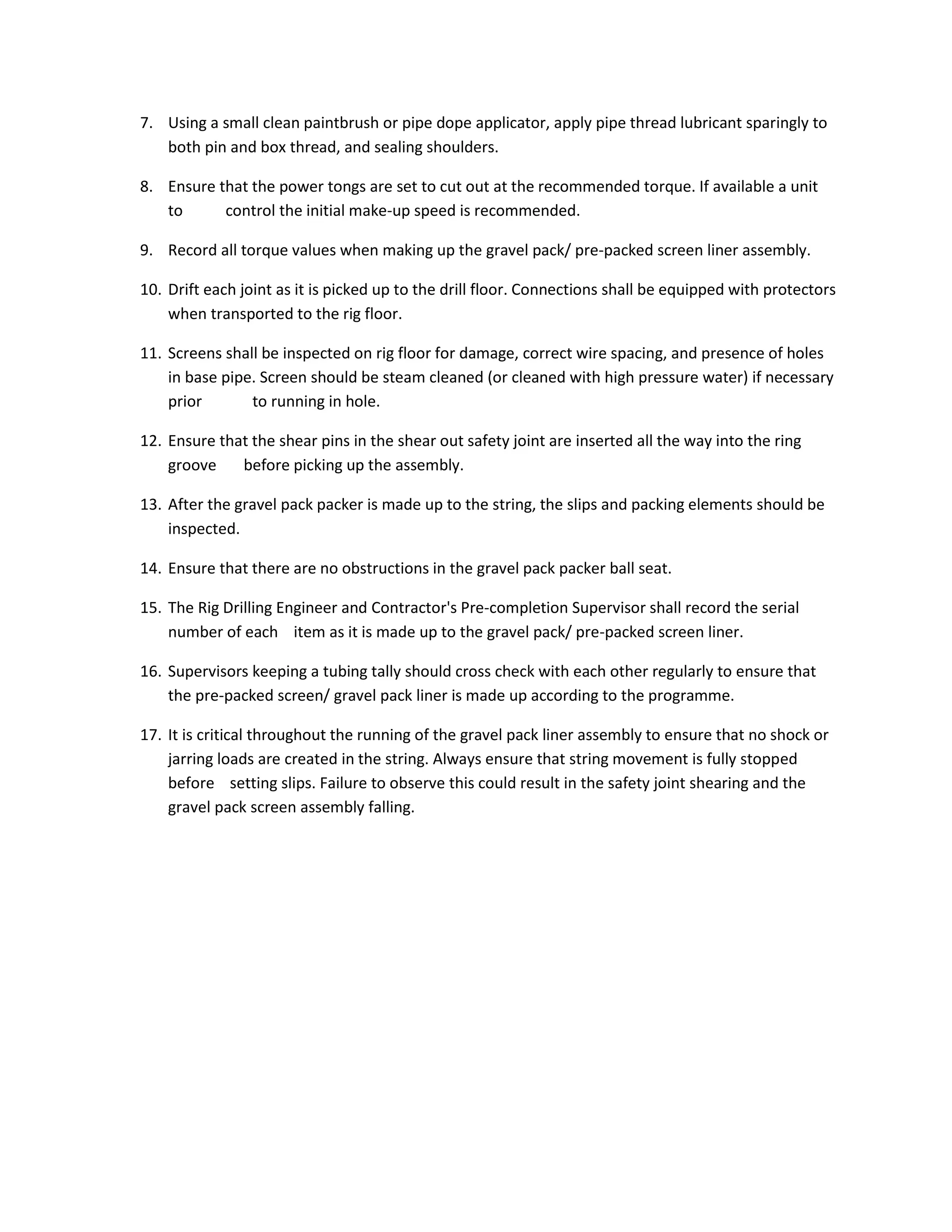 Procedures for completion assembly preparation | PDF