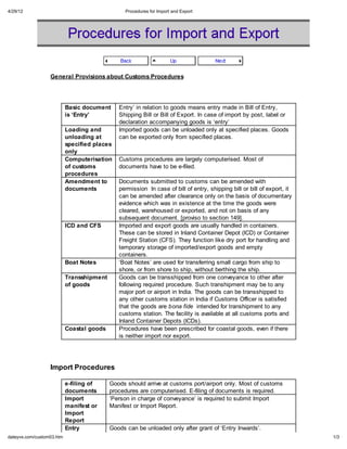 Procedures for import and export | PDF | Logistics | Business