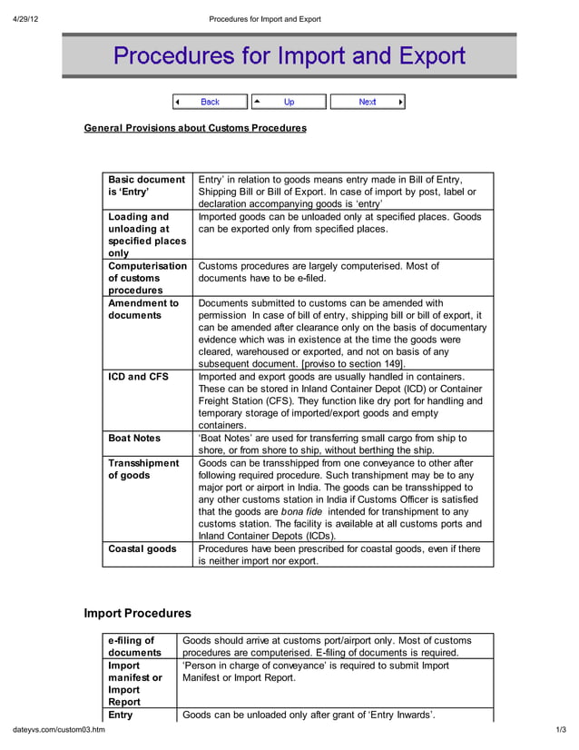 Procedures for import and export | PDF | Logistics | Business