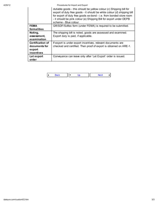 Procedures for import and export | PDF | Logistics | Business