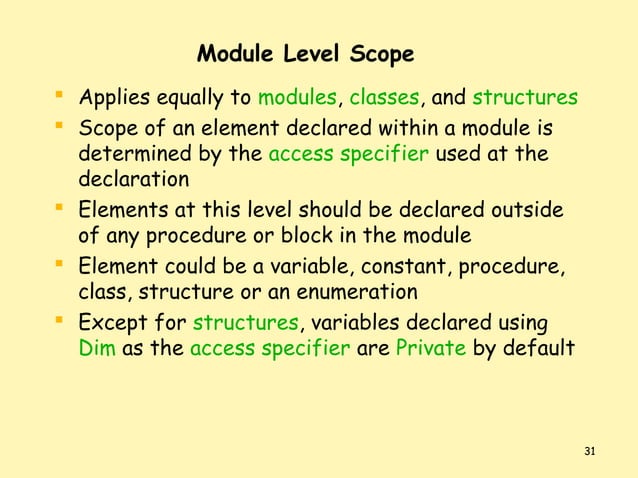 Procedures Functions Structures In Vb