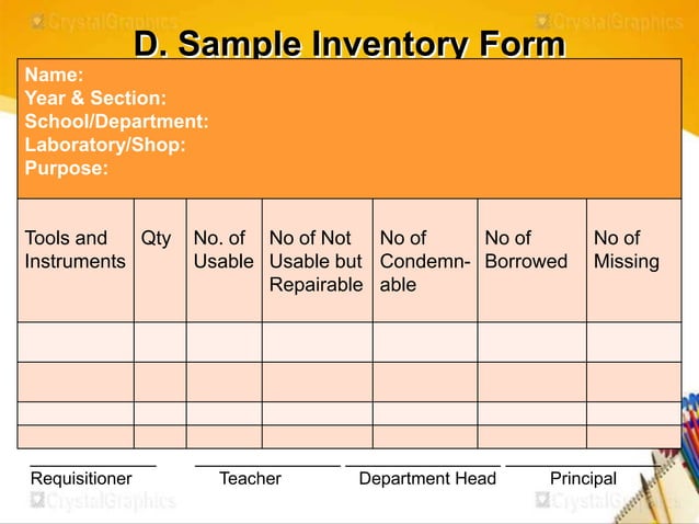 Procedures in receiving and storing tools and materials | PPTX