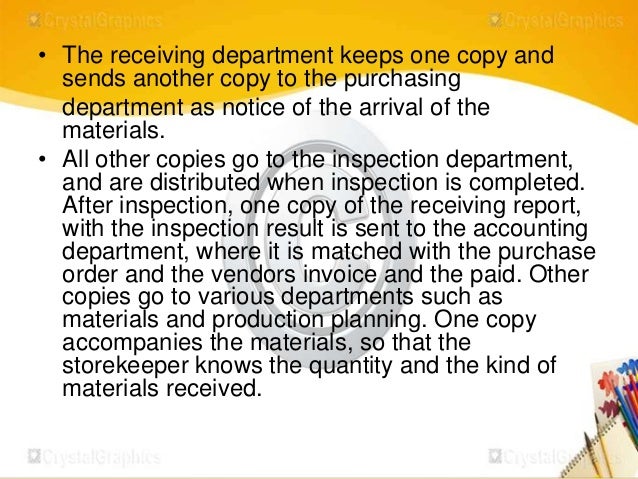 Procedures in receiving and storing tools and materials