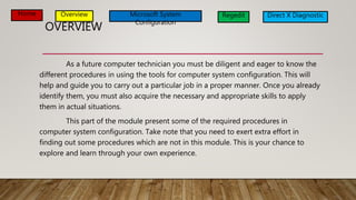 Procedures in using computer system configuration tools | PPTX