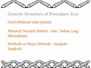 Procedure text (writing) | PPTX | Cooking | Food & Drink