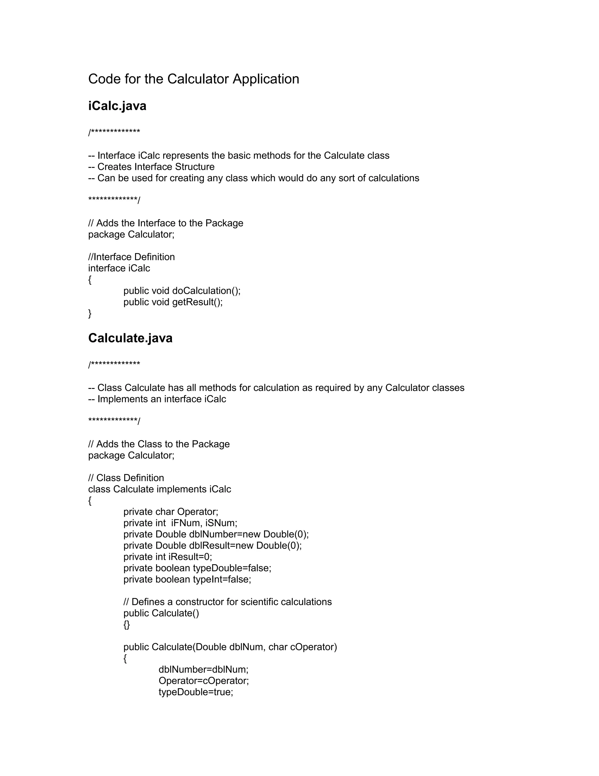 Procedure To Createthecalculatorapplication Java Doc Programming Languages Computing