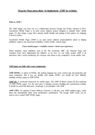 Webwing Technologies - Procedure to Implement AMP in your Website | PDF