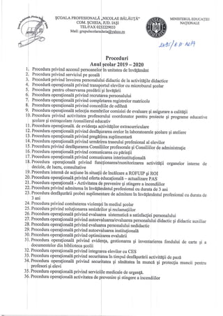 Proceduri 2019 2020 | PDF