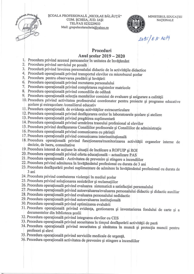 Proceduri 2019 2020 | PDF