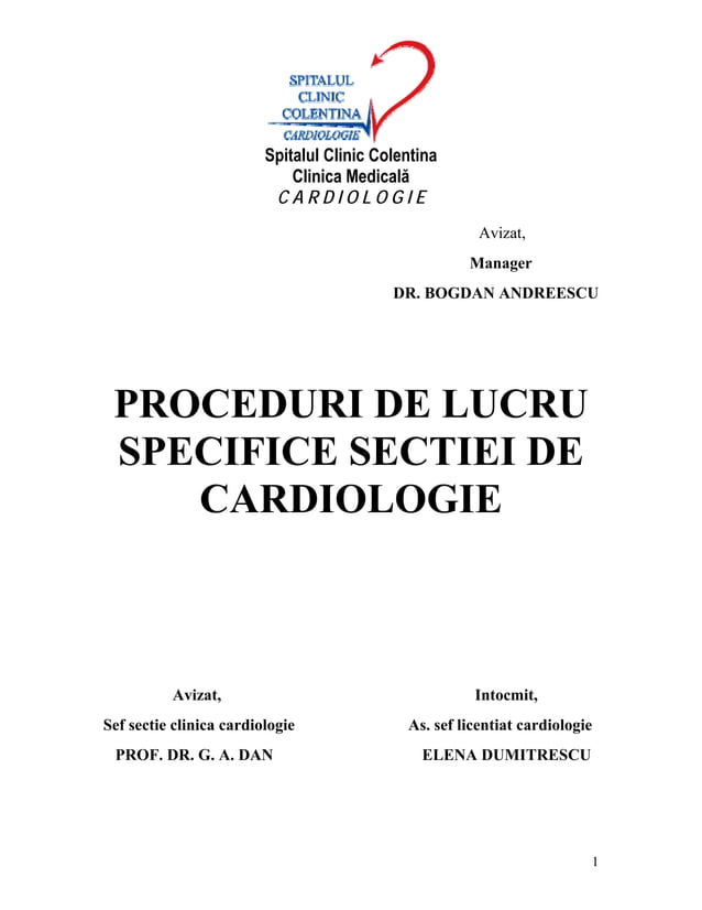 Proceduri lucru cardiologie | PDF