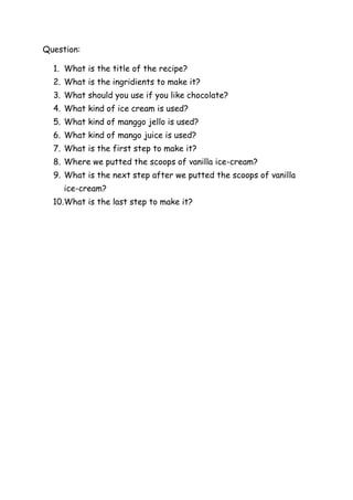 Procedur text | DOCX | Desserts and Baking | Food & Drink