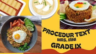 PROCEDUR TEXT.pdf materi kelas IX berisi tentang definisi,fungsi dan ...