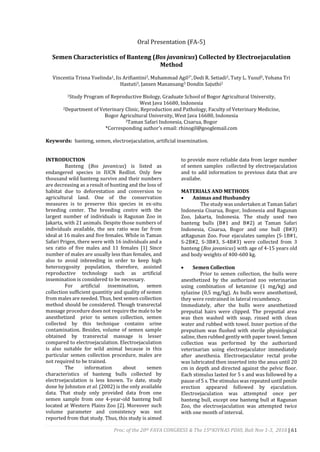 Proceeding of FAVA: Semen Characteristics of Banteng (Bos Javanicus) Collected by ...