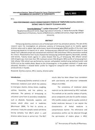 HIGH PERFORMANCE LIQUID CHROMATOGRAPHY PROFilE OF TEMPUYUNG Sonchus ...