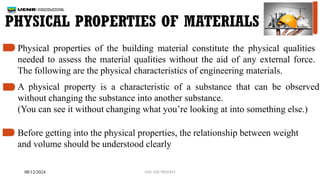PROPERTIES OF CIVIL ENGINEERING MATERIALS 2024 FOR STUDENTS | PPTX