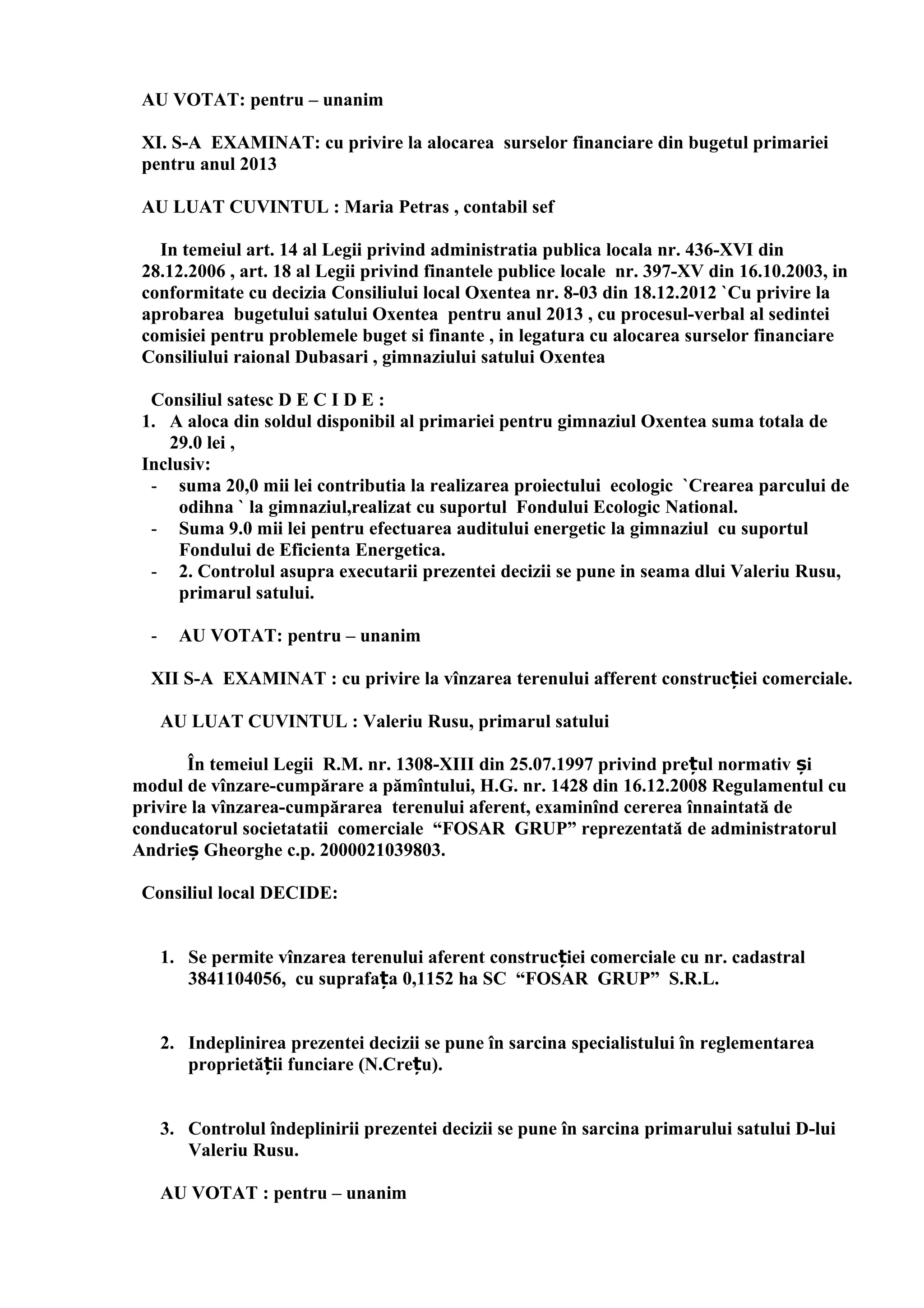 Proces verbal nr. 2 din 12.04.2013