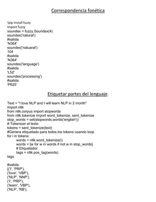 Procesamiento del lenguaje natural con python | PDF