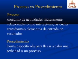 Proceso, procedimeinto o instructivo, elprofegarcia | PPT