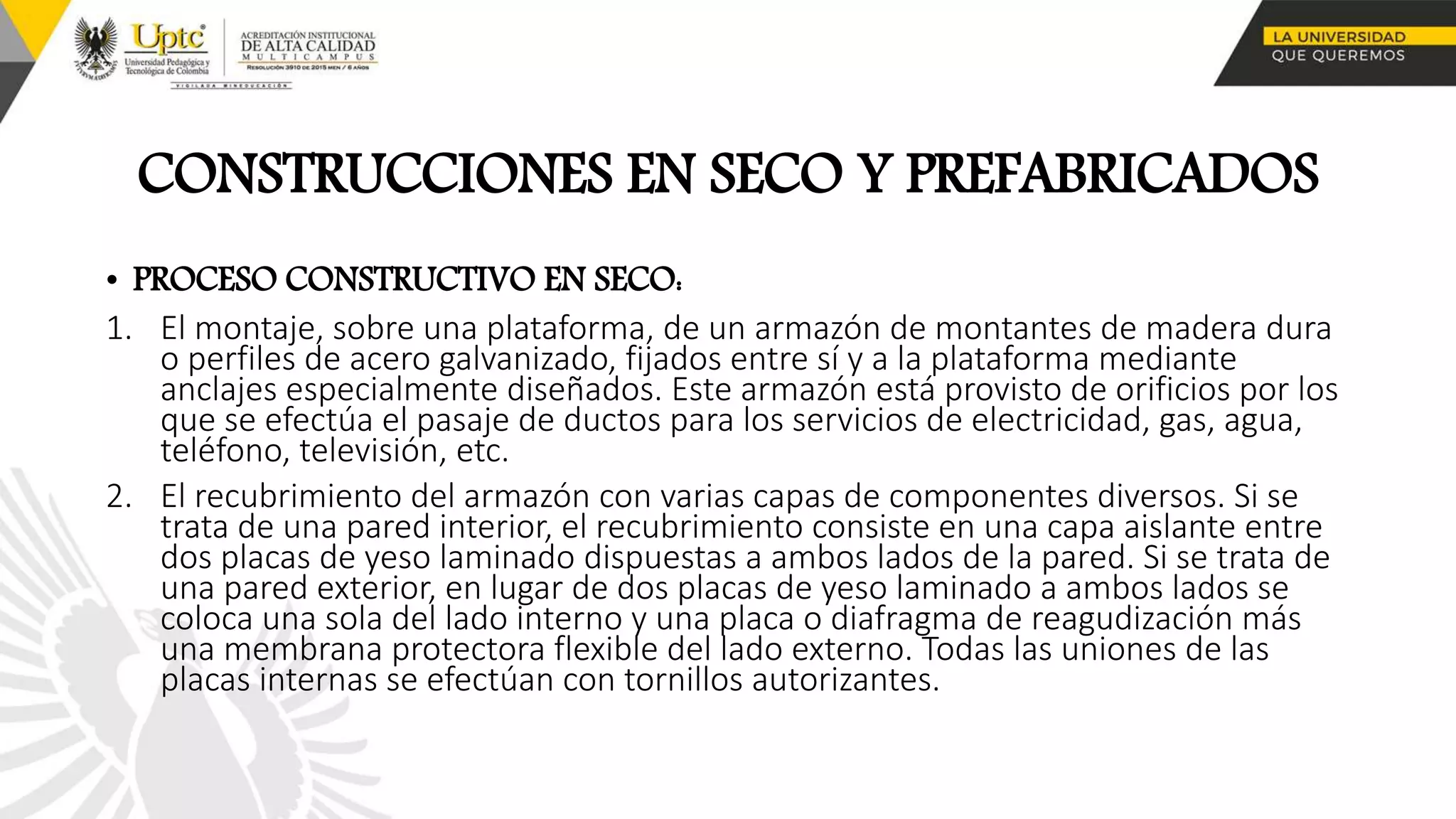 Proceso constructivo de construccion en seco | PPTX | Civil Engineering Industry | Industries