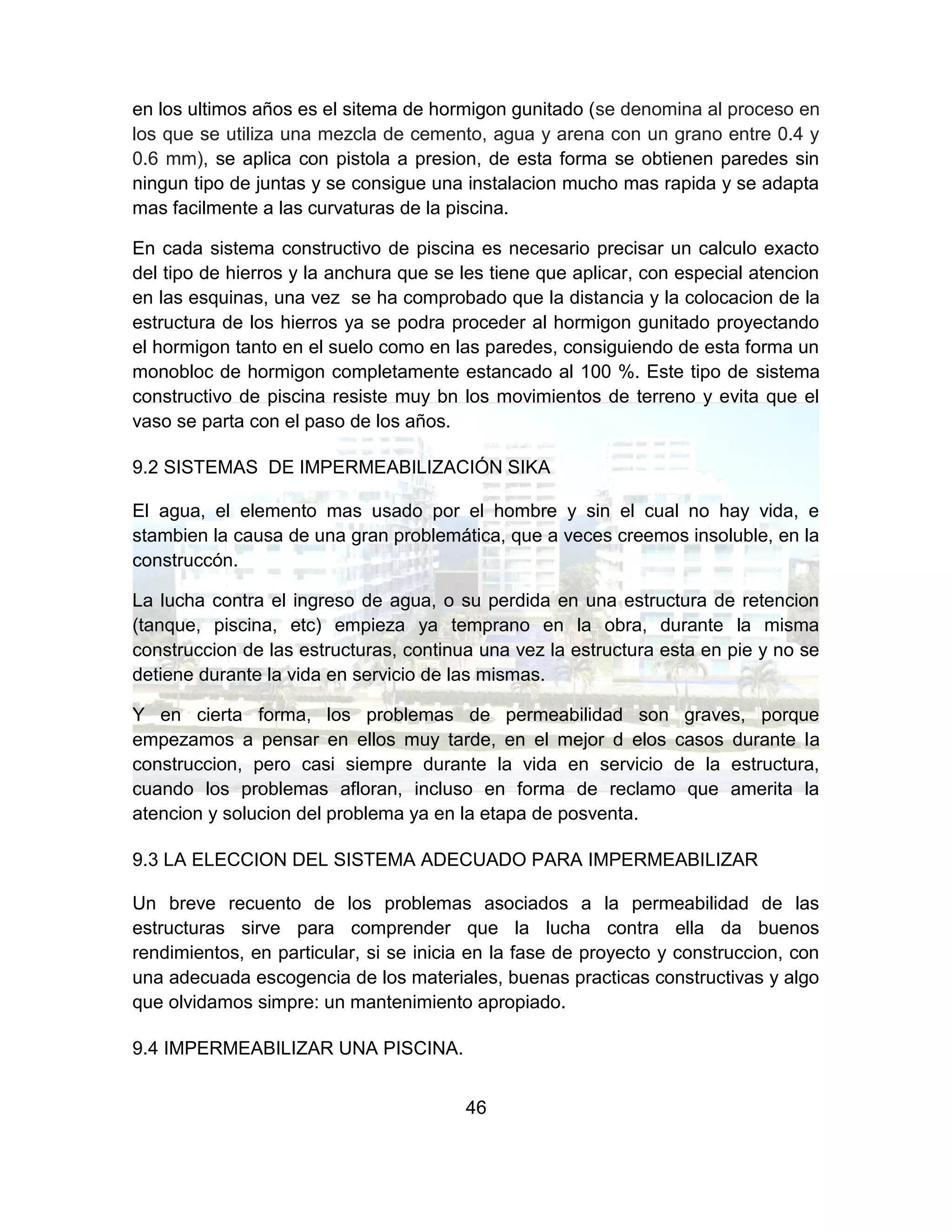 Proceso constructivo de una piscina | PDF