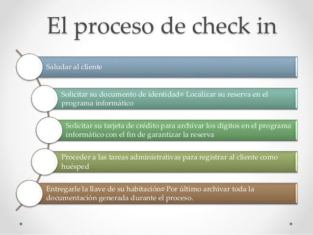 Proceso de check in