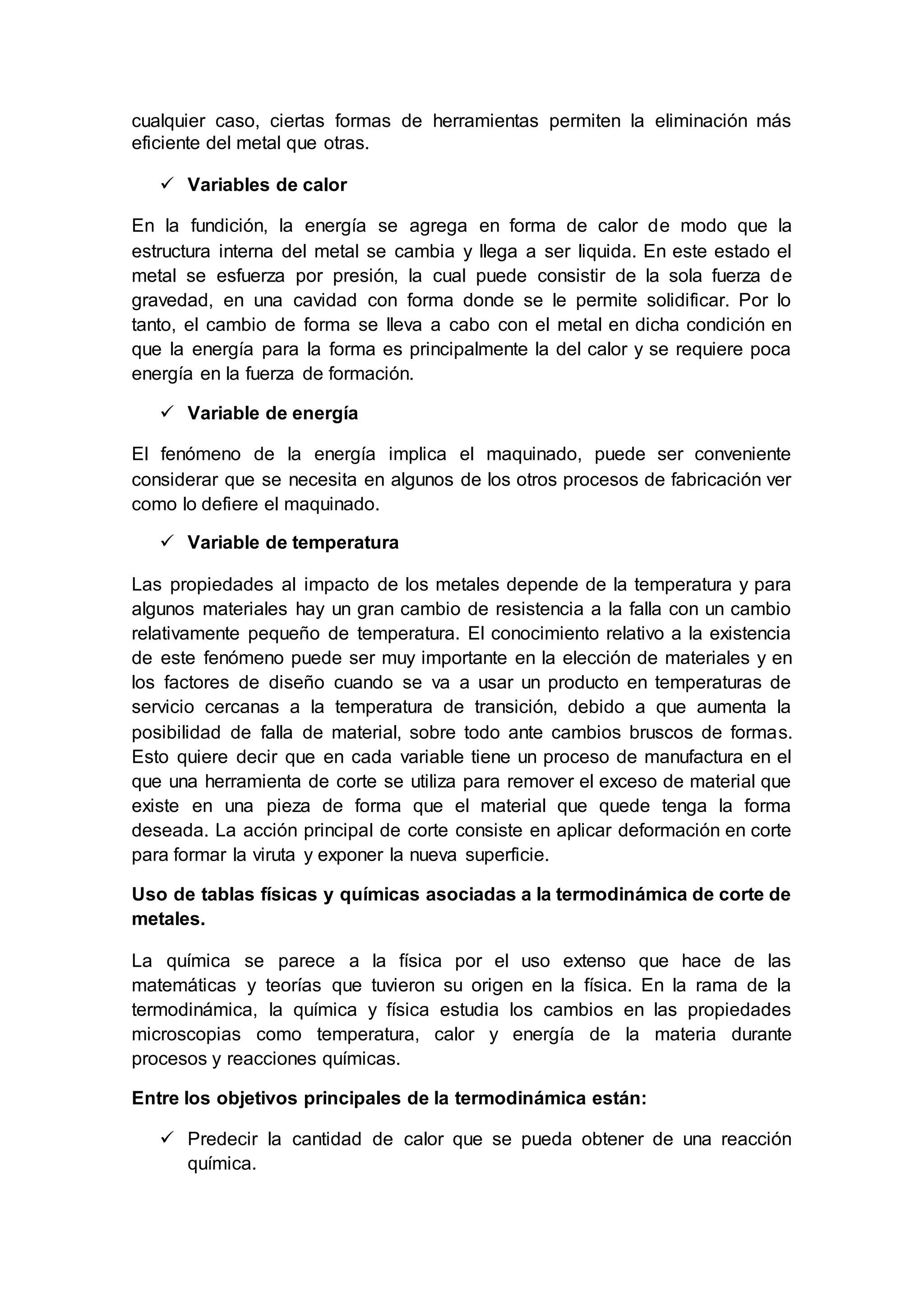 Proceso de manufactura termodinamica | DOCX