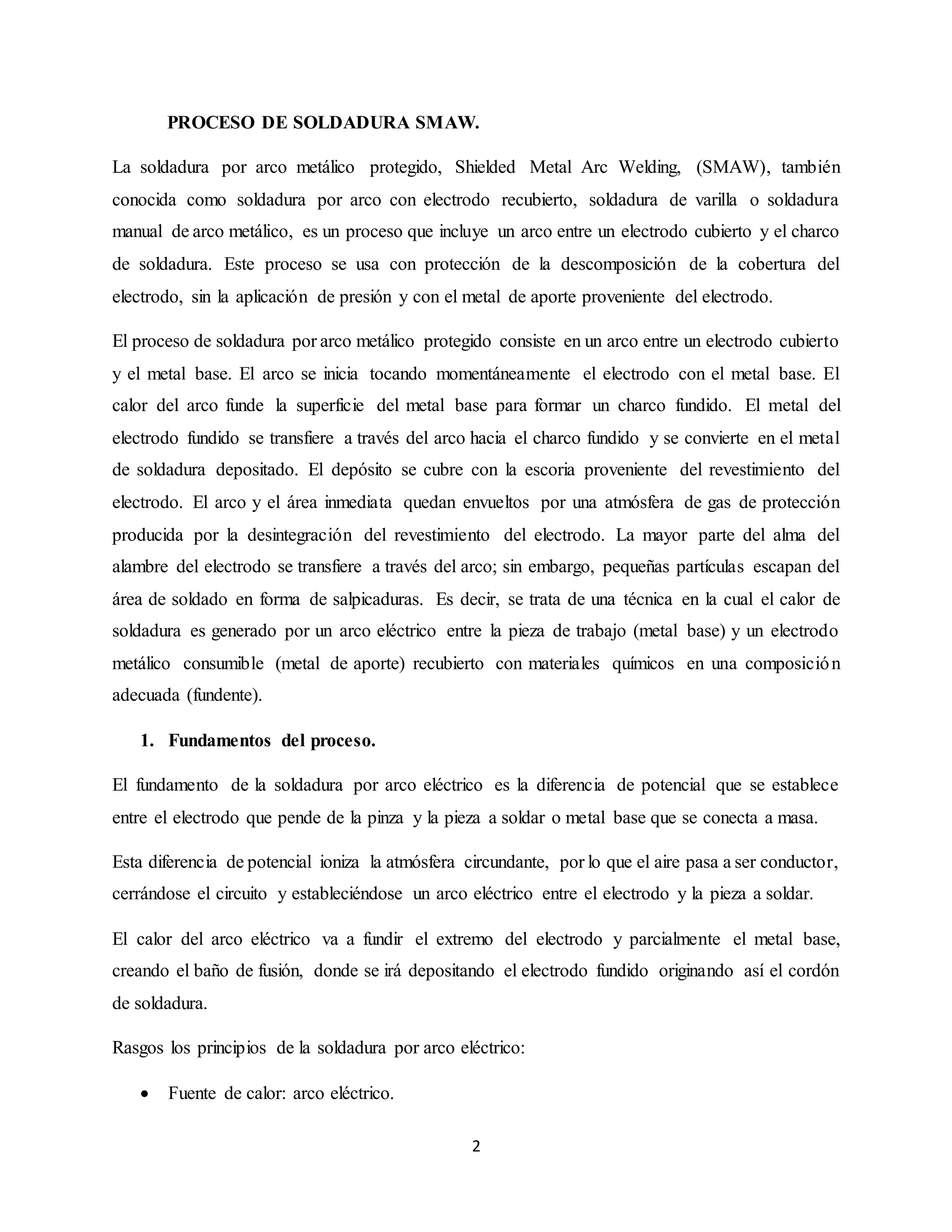 Proceso de soldadura smaw | DOCX