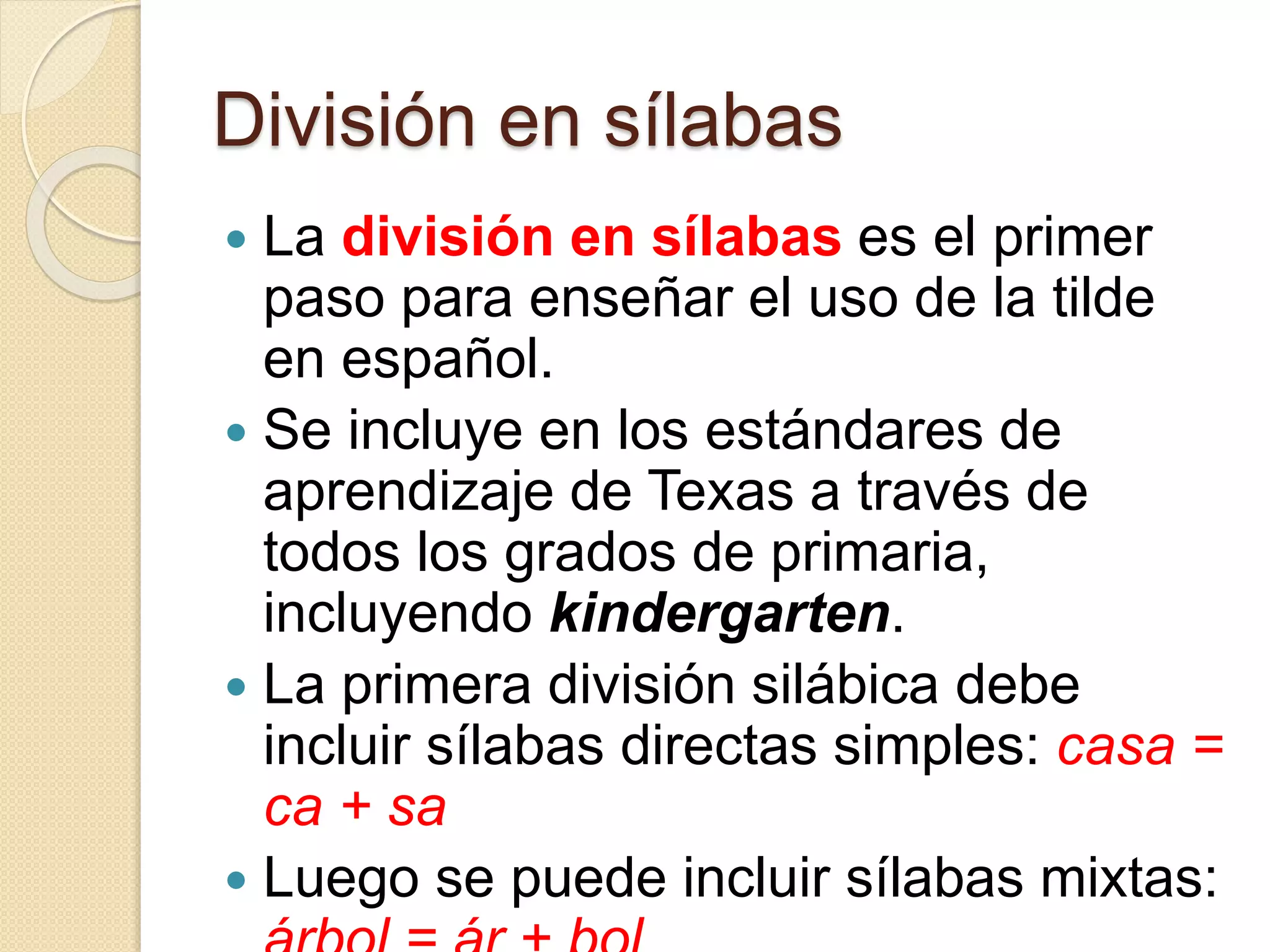 Proceso de enseñanza de la tilde en espanol | PPT