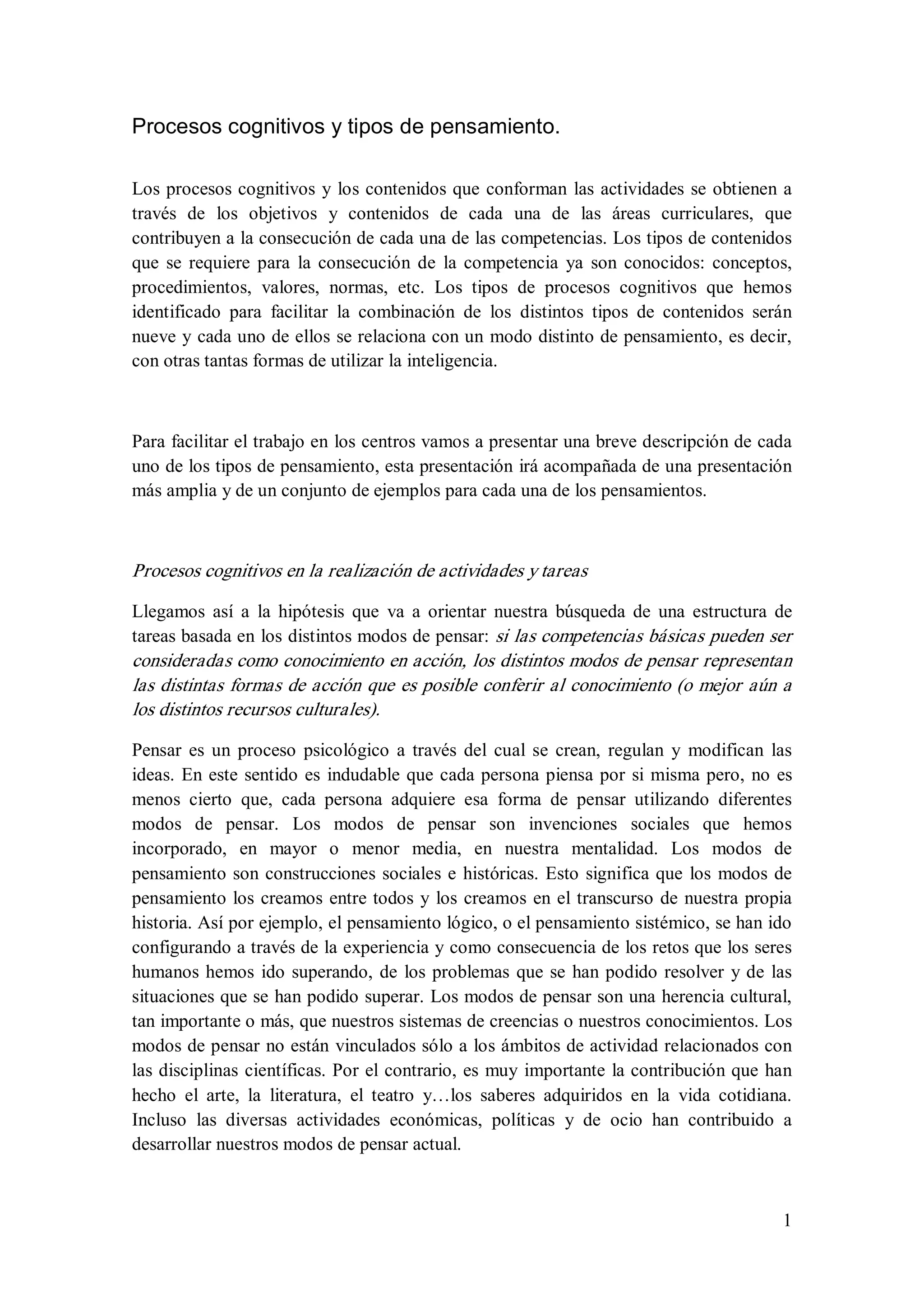 Procesos cognitivos y_tipos_de_pensamiento | PDF