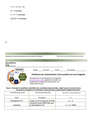 problemas de razonamiento algebraico (paso por paso) | PDF
