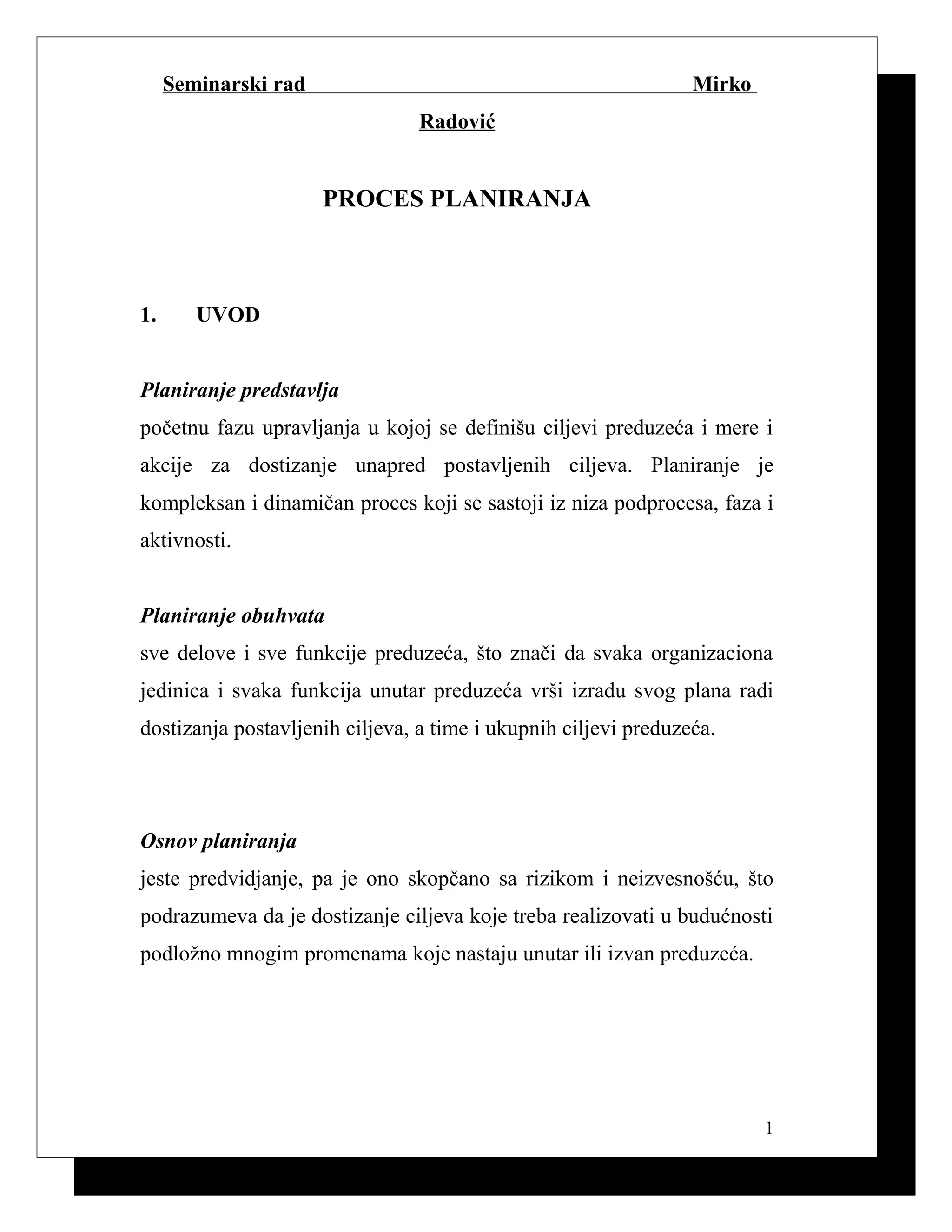 Proces planiranja | DOC