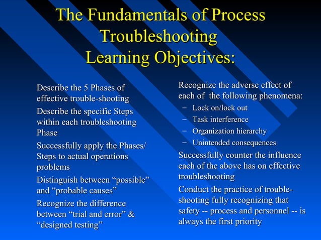 Process plant troubleshooting | PPT | Technology & Computing