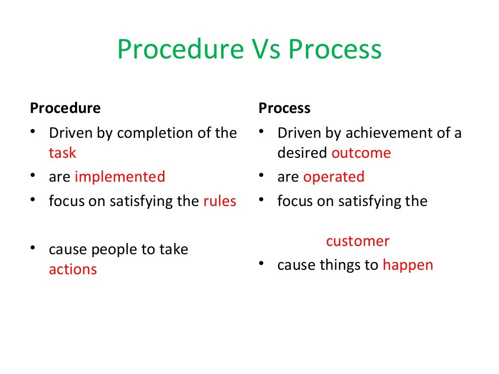 Difference Between Process And Procedure Difference Between Process And Procedure