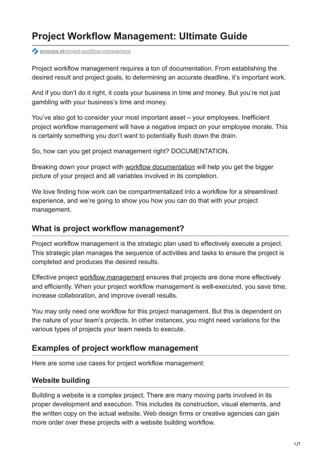 Project Workflow Management Ultimate Guide | PDF