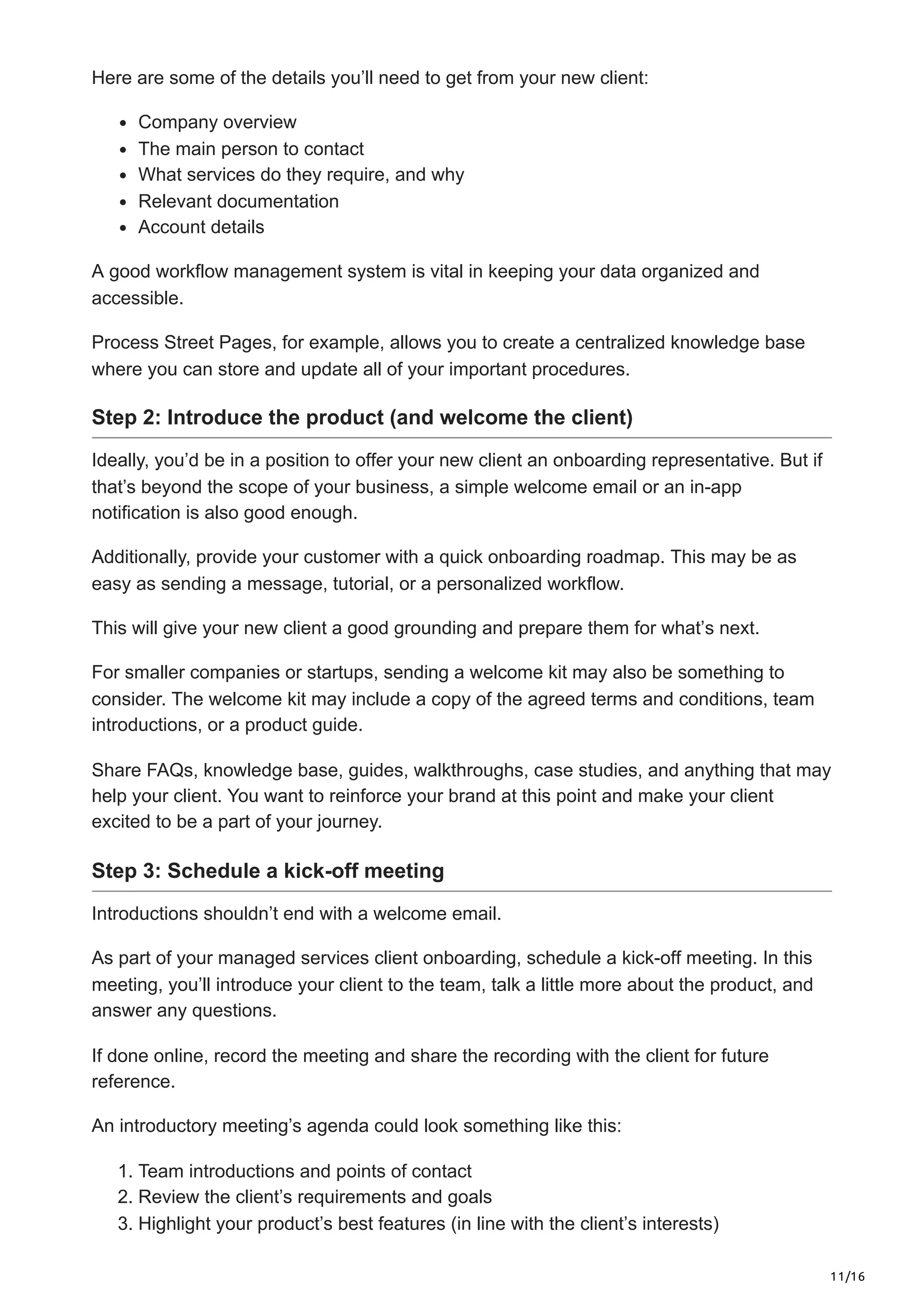 Managed Services Client Onboarding Simple Process Free Template | PDF