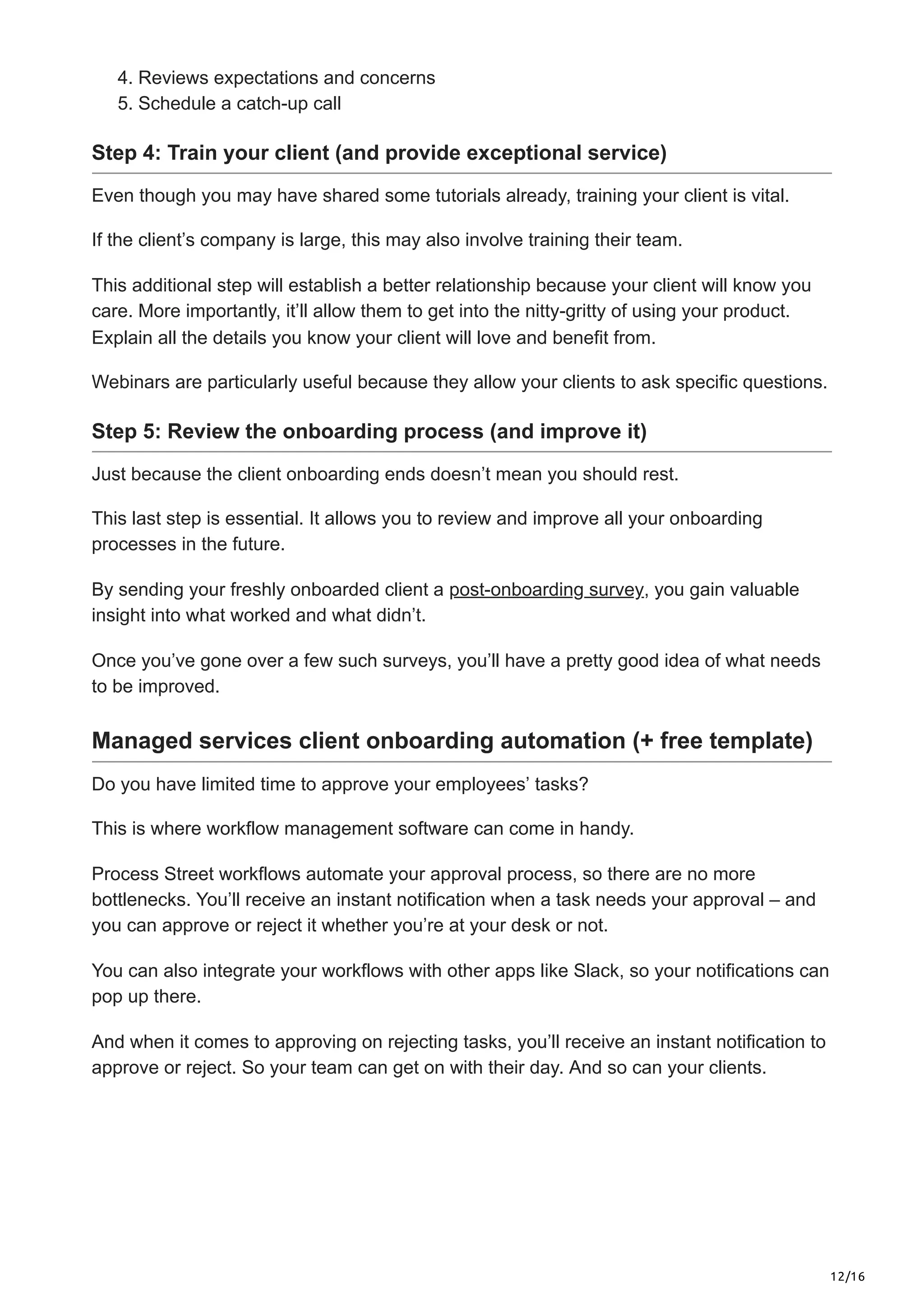 Managed Services Client Onboarding Simple Process Free Template | PDF