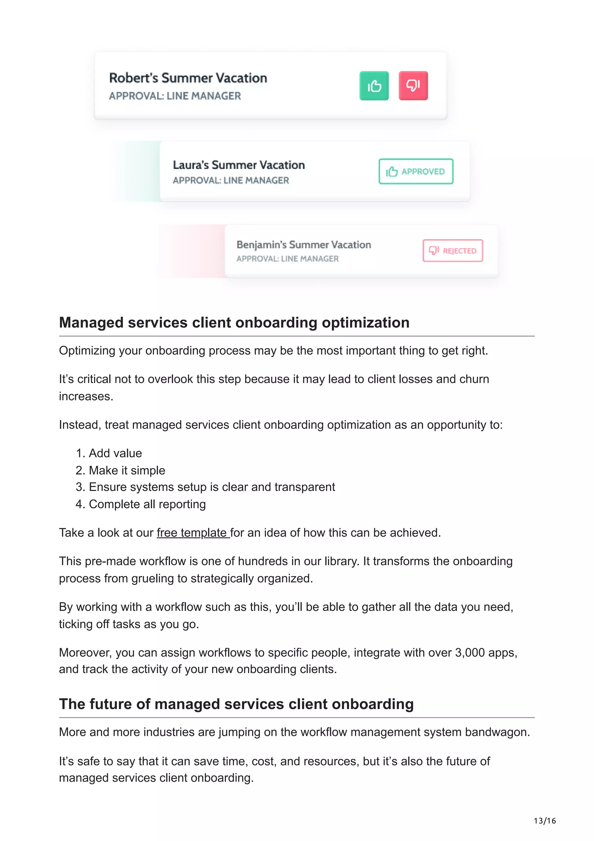 Managed Services Client Onboarding Simple Process Free Template | PDF