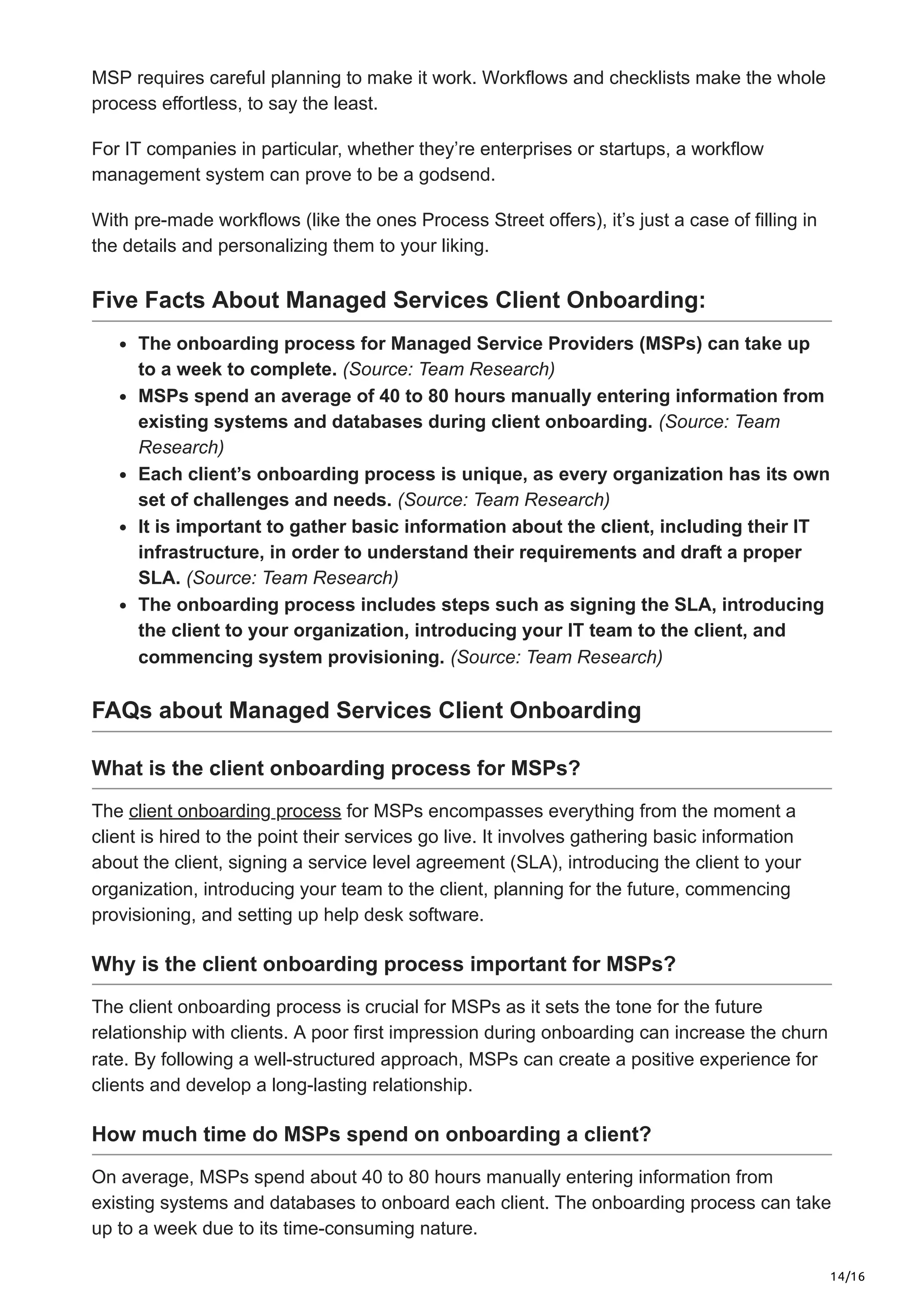 Managed Services Client Onboarding Simple Process Free Template | PDF