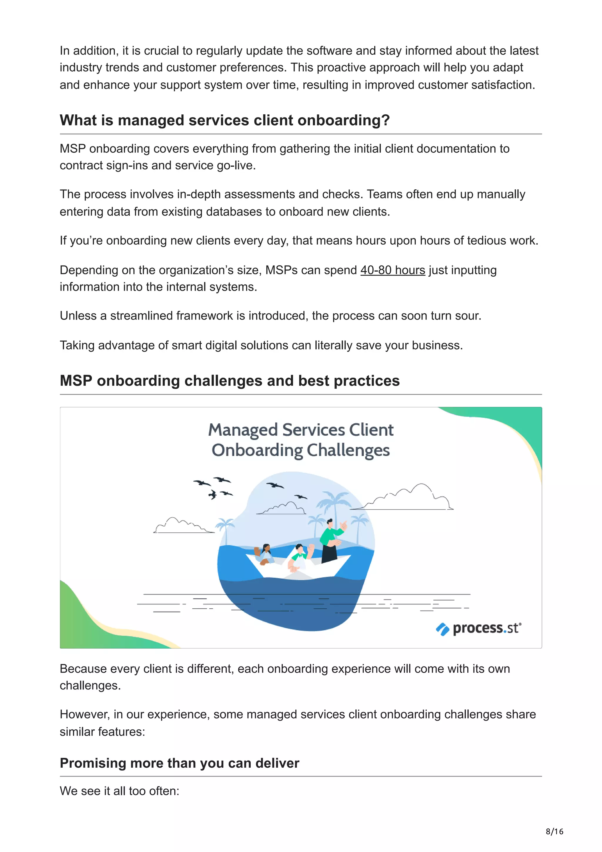 Managed Services Client Onboarding Simple Process Free Template | PDF