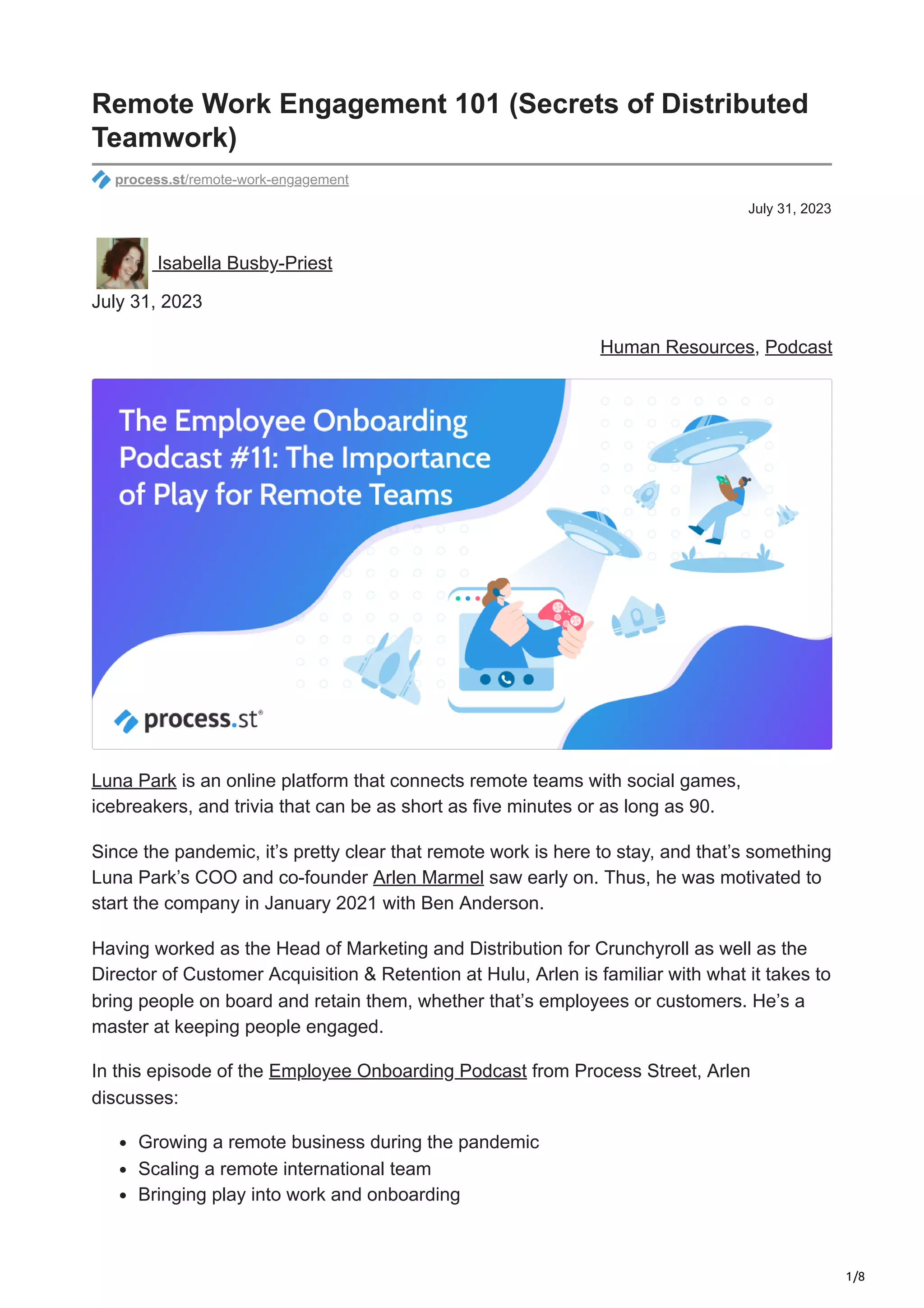 Remote Work Engagement 101 Secrets of Distributed Teamwork | PDF