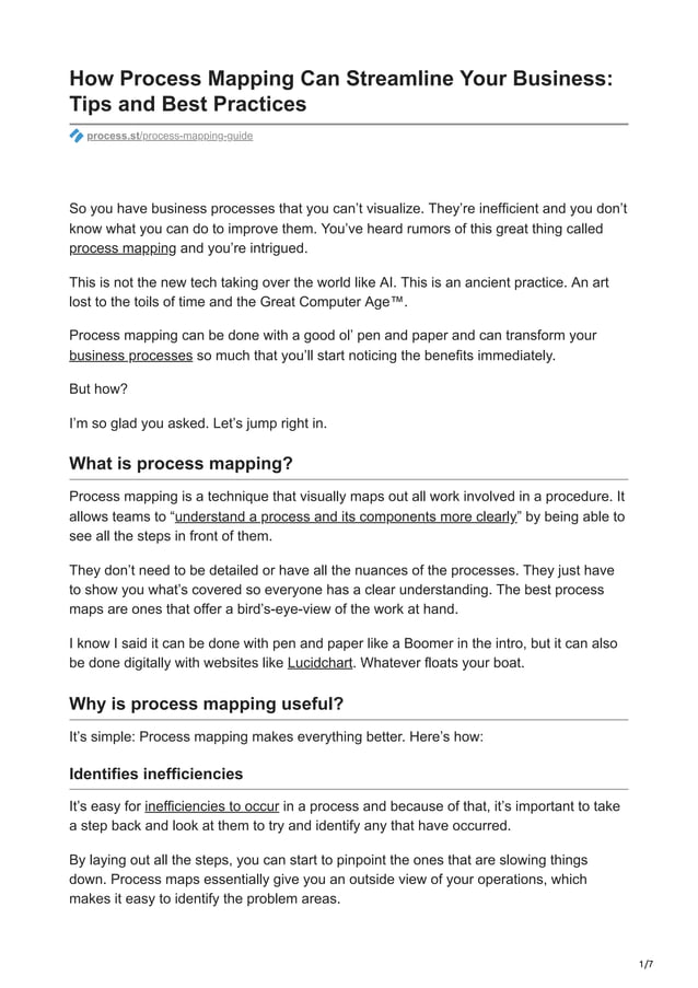 How Process Mapping Can Streamline Your Business Tips and Best ...