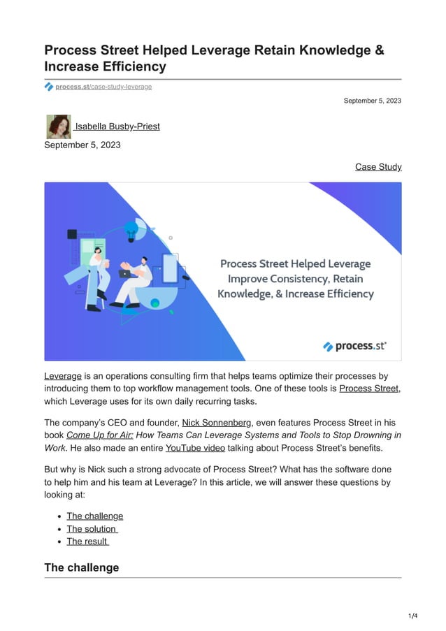 Process Street Helped Leverage Retain Knowledge amp Increase Efficiency | PDF