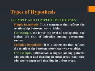 hypothesis types and description its types | PPTX