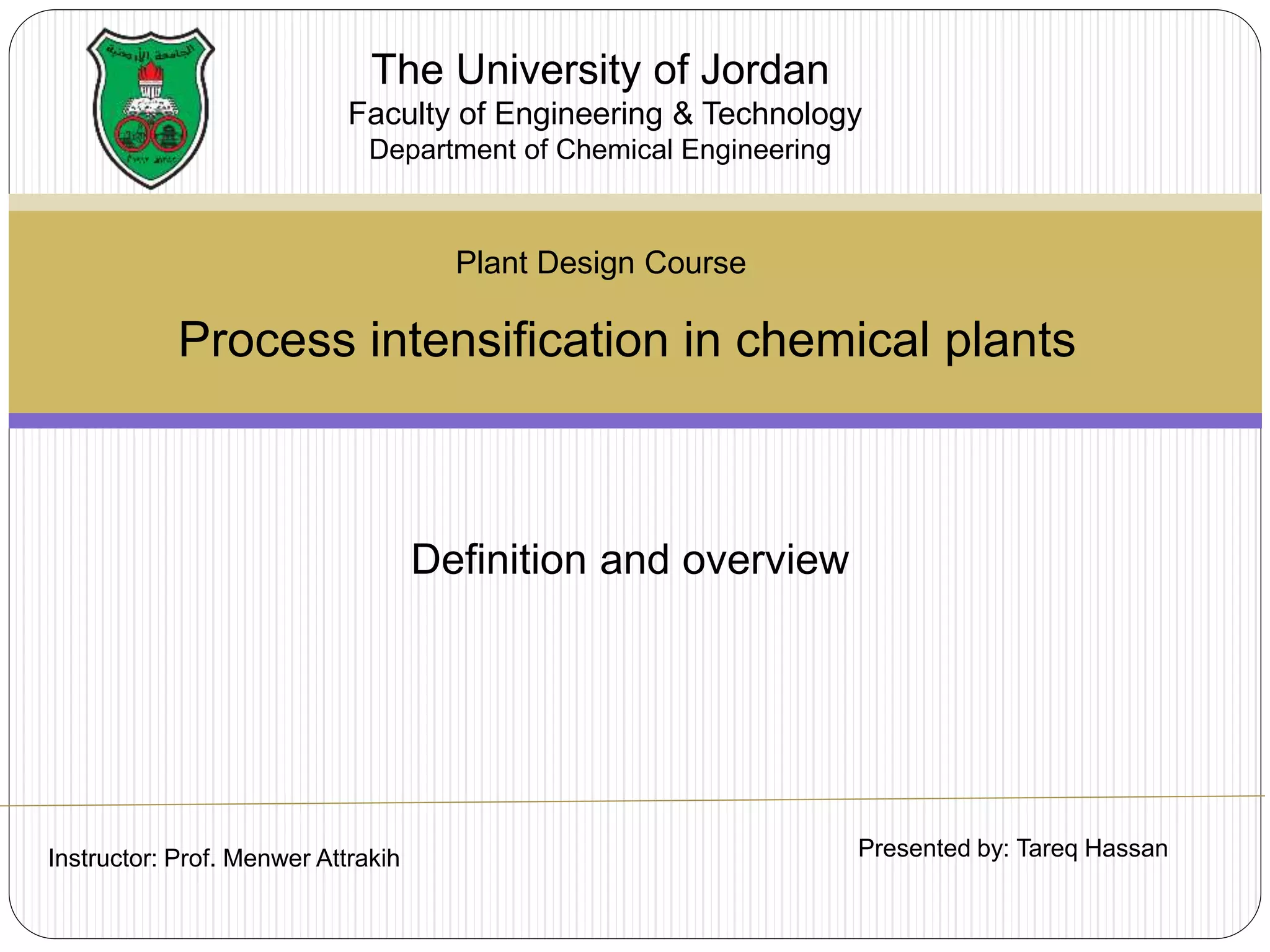 Process intensification | PPTX | Chemistry | Science