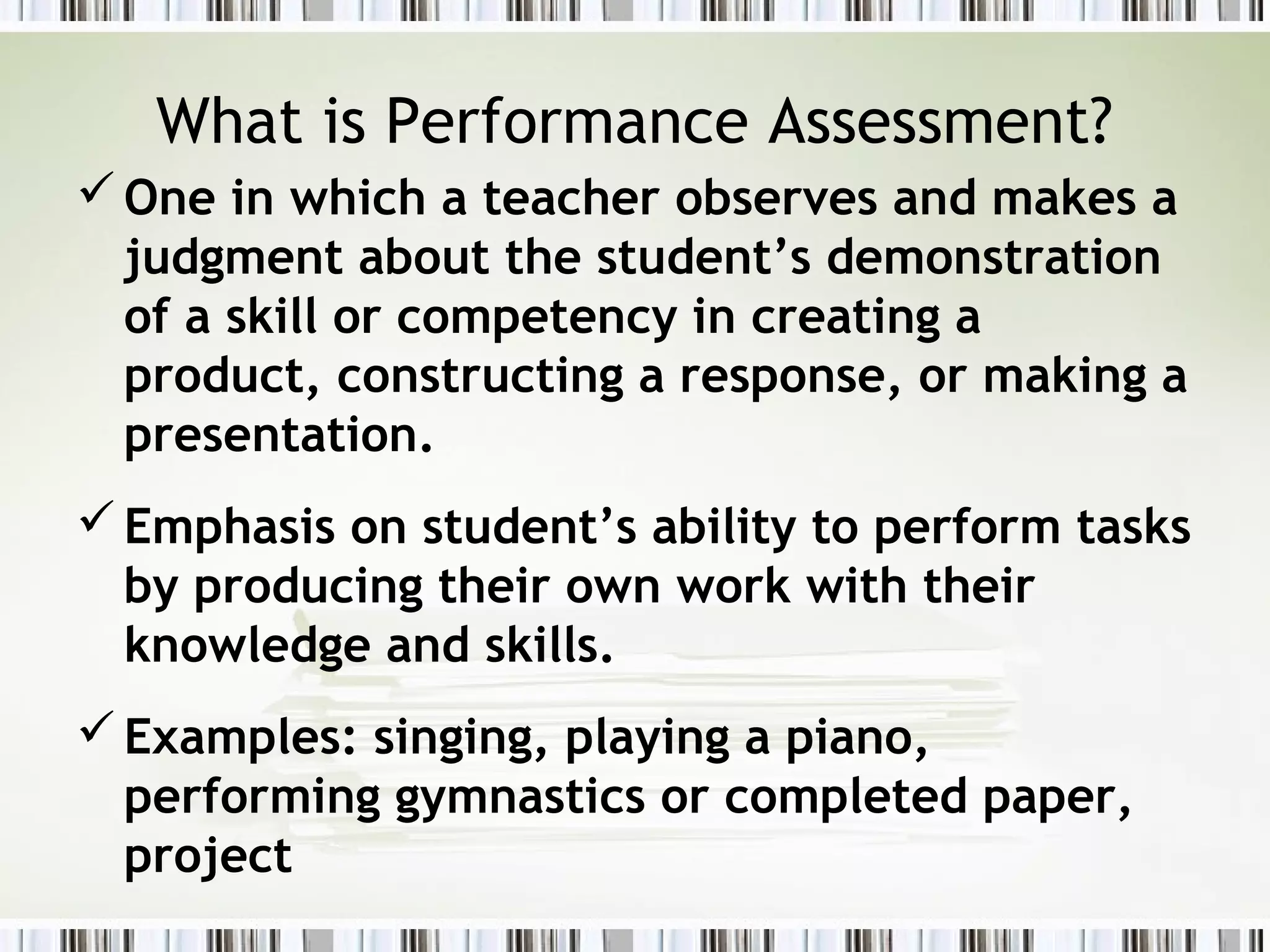 Process Oriented Performance Based Assessment Ppt