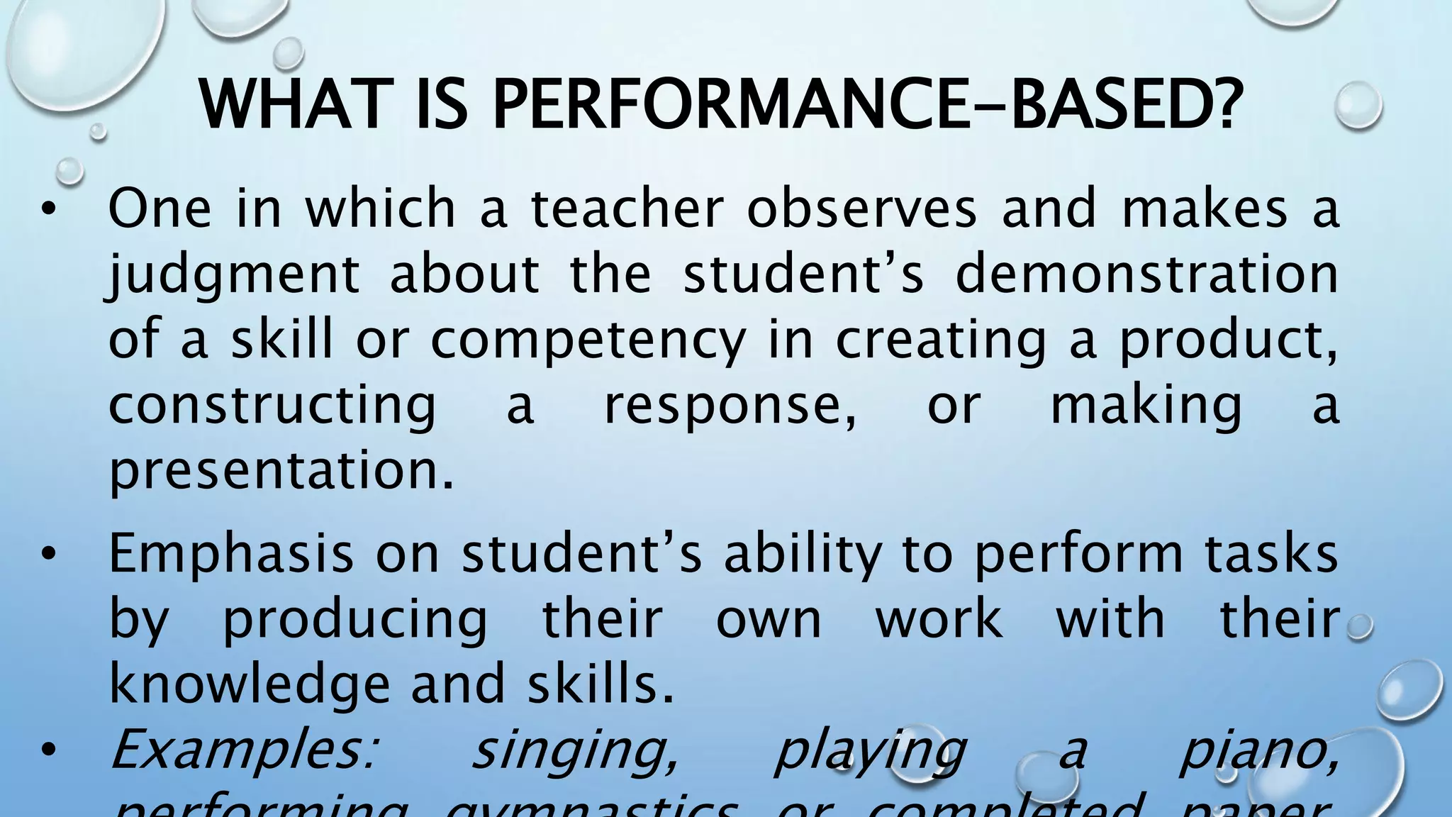 Process oriented, performance-based assessment | PPTX