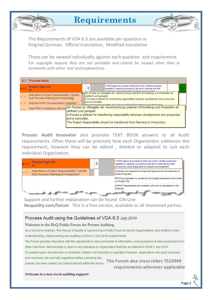 VDA 6.3 - Process Audit Innovator