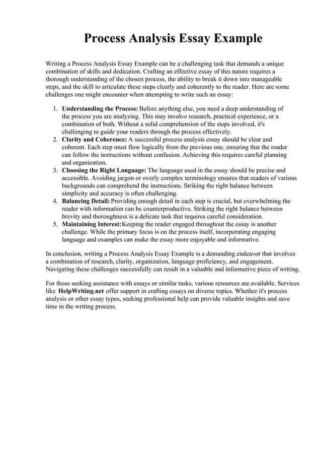Process Analysis Essay Example | PDF